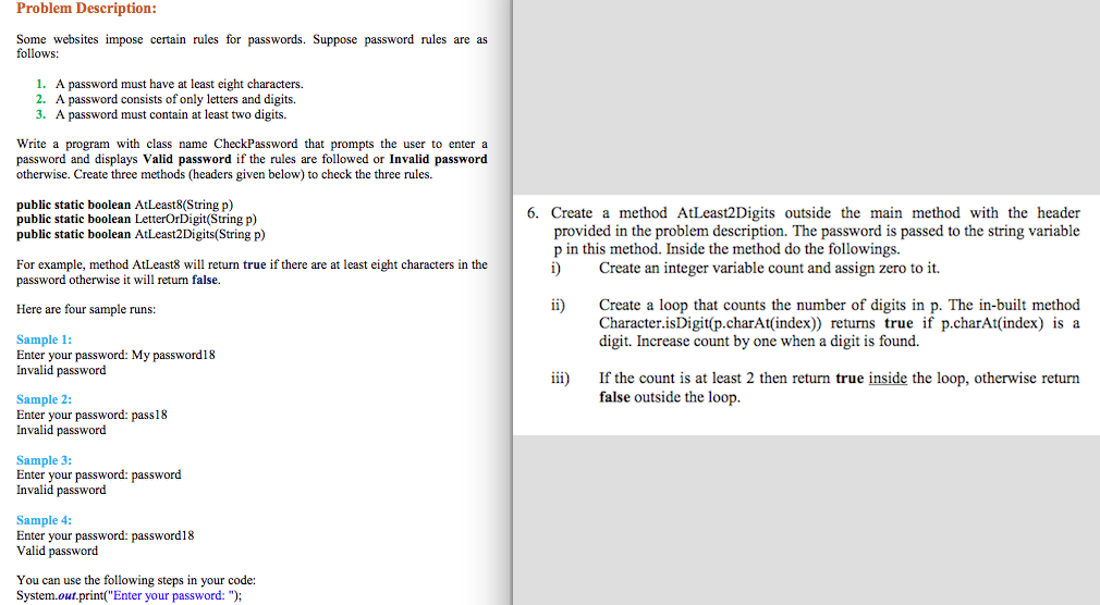Solved Problem Description Some websites impose certain | Chegg.com