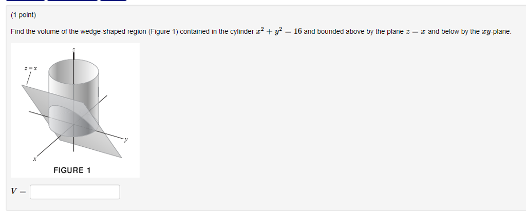 Solved Find the volume of the wedge-shaped region (Figure 1) | Chegg.com