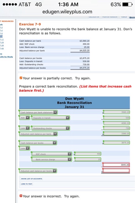 Solved Don Wyatt is unable to reconcile the bank balance at | Chegg.com