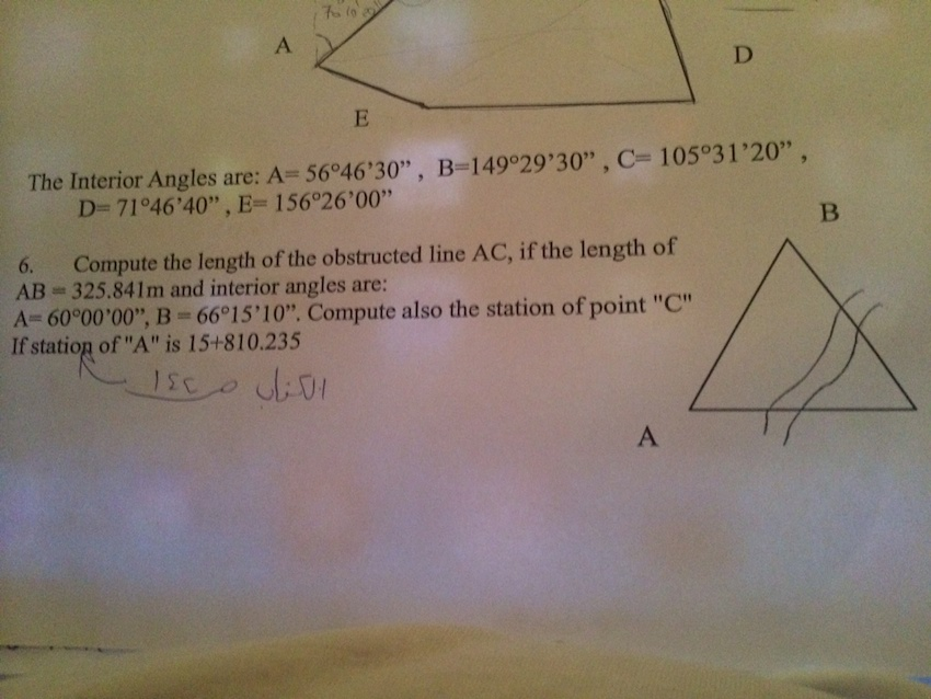 Solved The Interior Angles are: A=56 degree 46'30", B=149 | Chegg.com