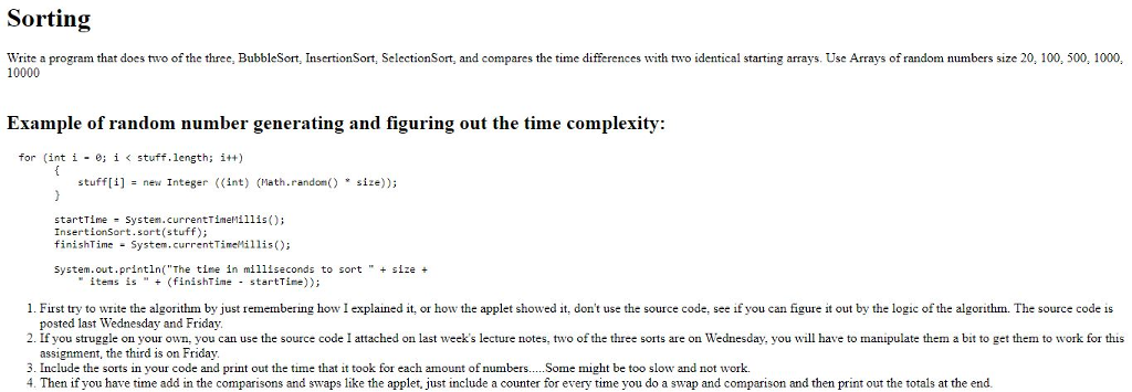 Solved Sorting Write A Program That Does Two Of The Three 9955