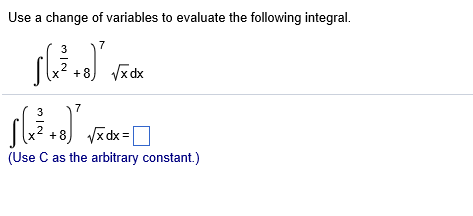 Solved Use a change of variables to evaluate the following | Chegg.com