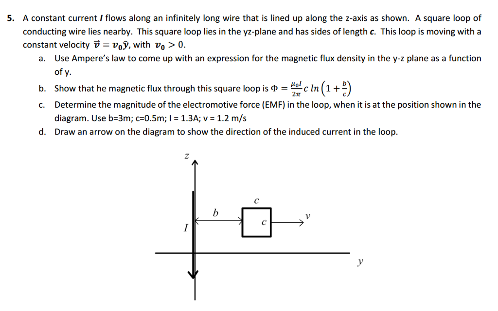 Solved A constant current I flows along an infinitely long | Chegg.com