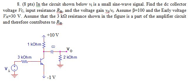 Solved: In The Circuit Shown Below Vi Is A Small Sine-wave... | Chegg.com