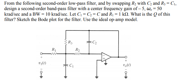 Solved From the following second-order low-pass filter, and | Chegg.com