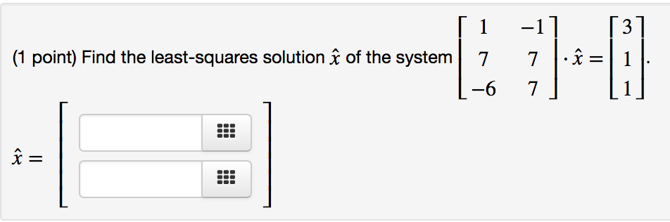 Solved (1 point) Find the least-squares solution of the | Chegg.com