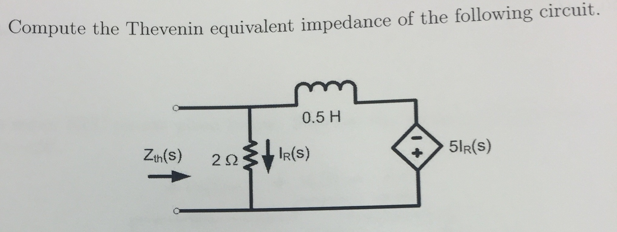 Solved Compute the Thevenin equivalent impedance of the | Chegg.com