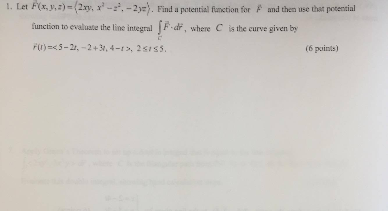 Solved Let F rightarrow (x, y, z) = 2xy, x^2 - z^2, - 2yz. | Chegg.com