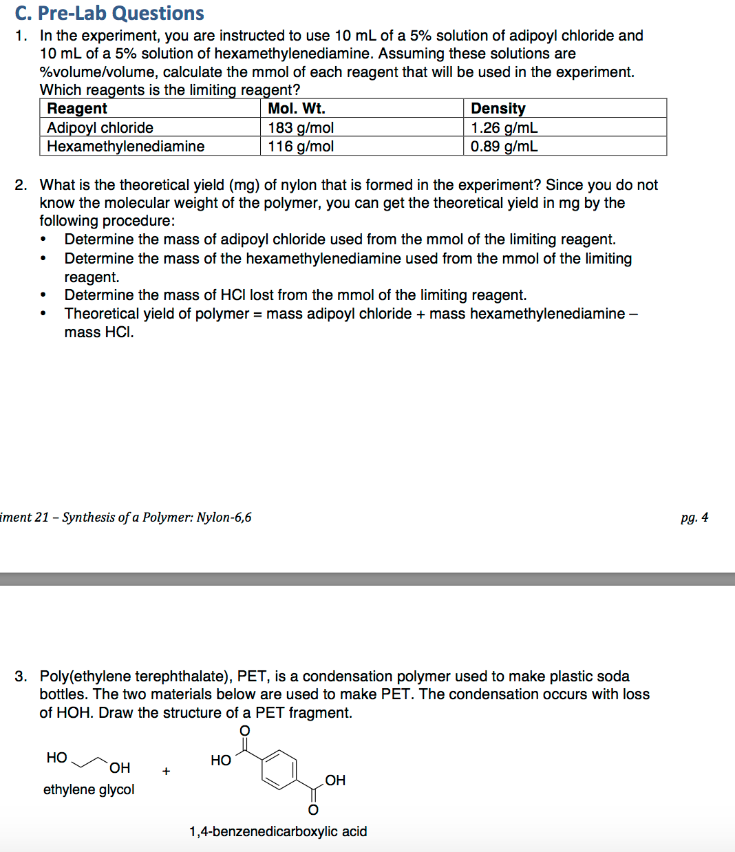Solved C. Pre-Lab Questions 1. In the experiment, you are | Chegg.com