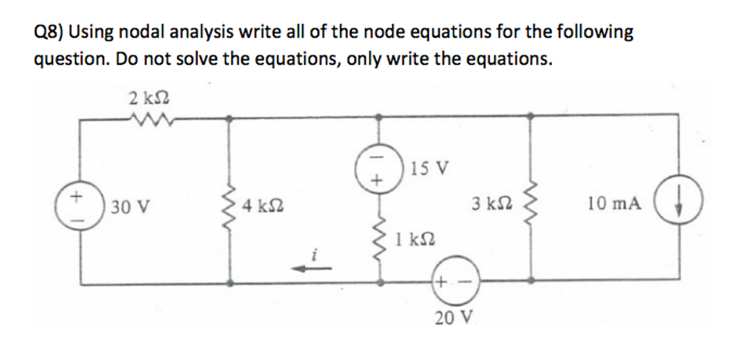 Solved Using nodal analysis write all of the node equations | Chegg.com