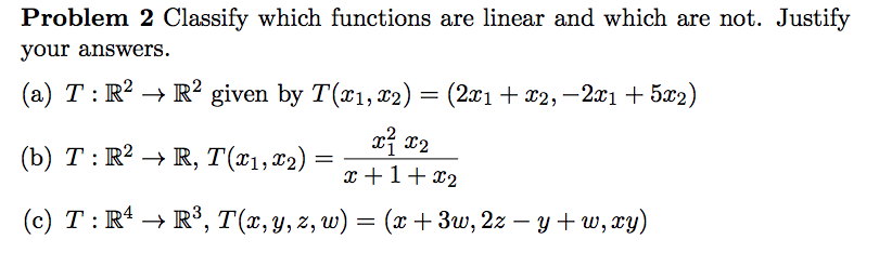 Solved Problem 2 Classify which functions are linear and | Chegg.com