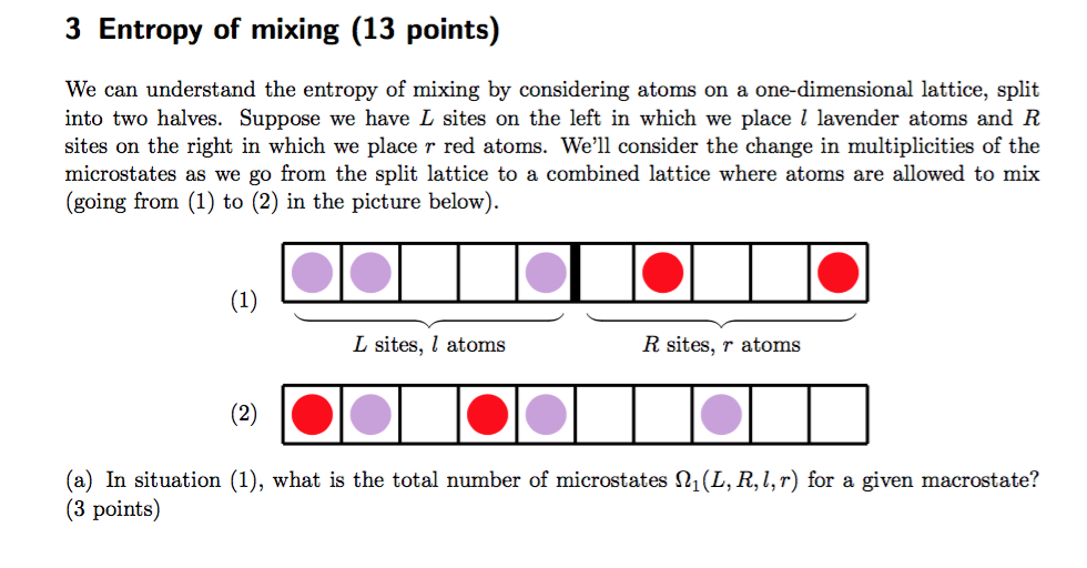 Solved 3 Entropy of mixing (13 points) We can understand the | Chegg.com