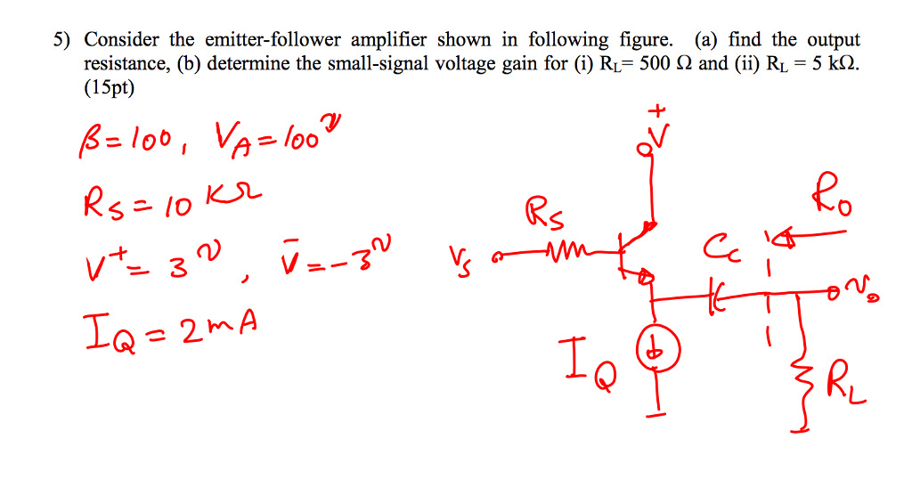 Solved Consider the emitter-follower amplifier shown in | Chegg.com