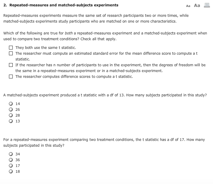 Solved Repeated-measures experiments measure the same set of | Chegg.com