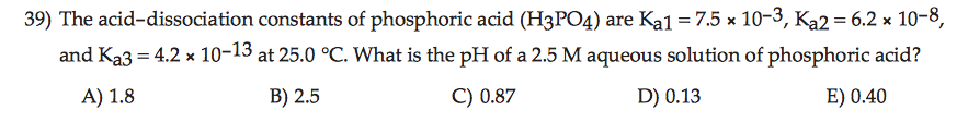 Solved The acid-dissociation constants of phosphoric acid | Chegg.com