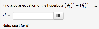 Solved Find a polar equation of the hyperbola (x/11)^2 - | Chegg.com