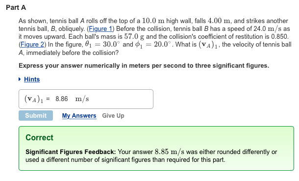 Solved Part A As shown, tennis ball A rolls off the top of a | Chegg.com