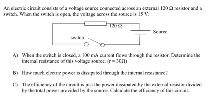 Solved An electric circuit consists of a voltage source | Chegg.com
