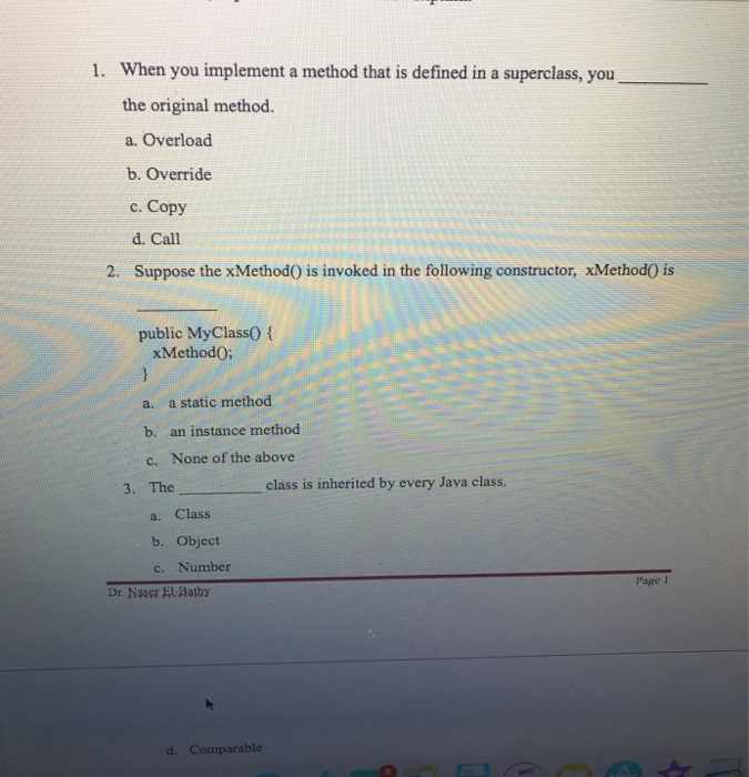 Solved When you implement a method that is defined in a | Chegg.com