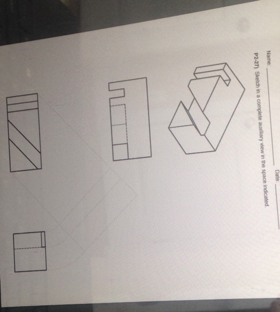 Solved Sketch in a complete auxiliary view in the space | Chegg.com