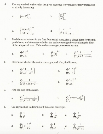 Solved Use any method to show that the given sequence is | Chegg.com