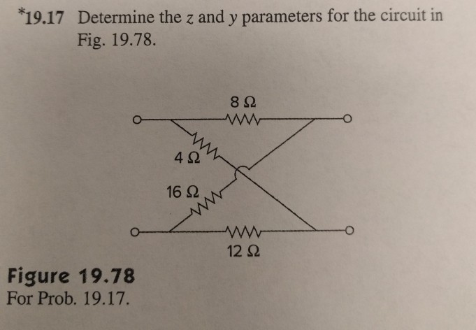 Solved 19.17 Determine the z and y parameters for the | Chegg.com