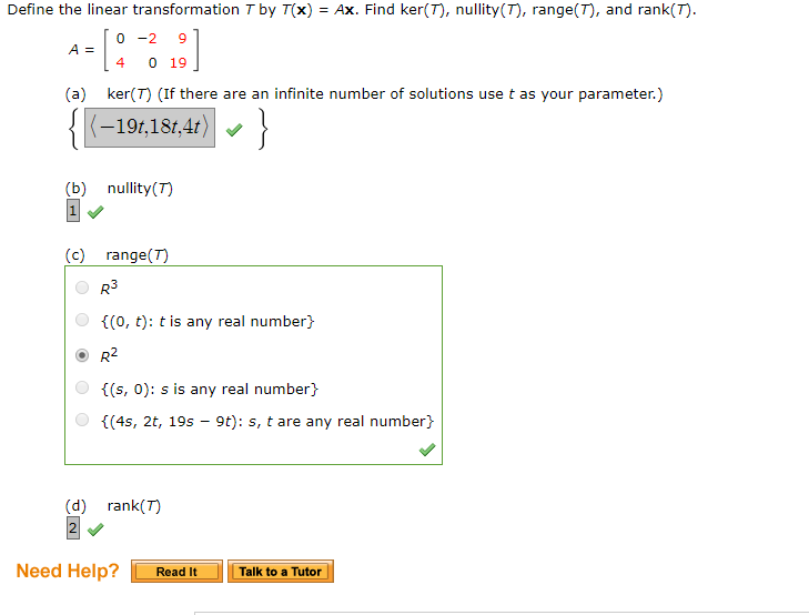 Solved Define the linear transformation T by T(x) = Ax. Find | Chegg.com