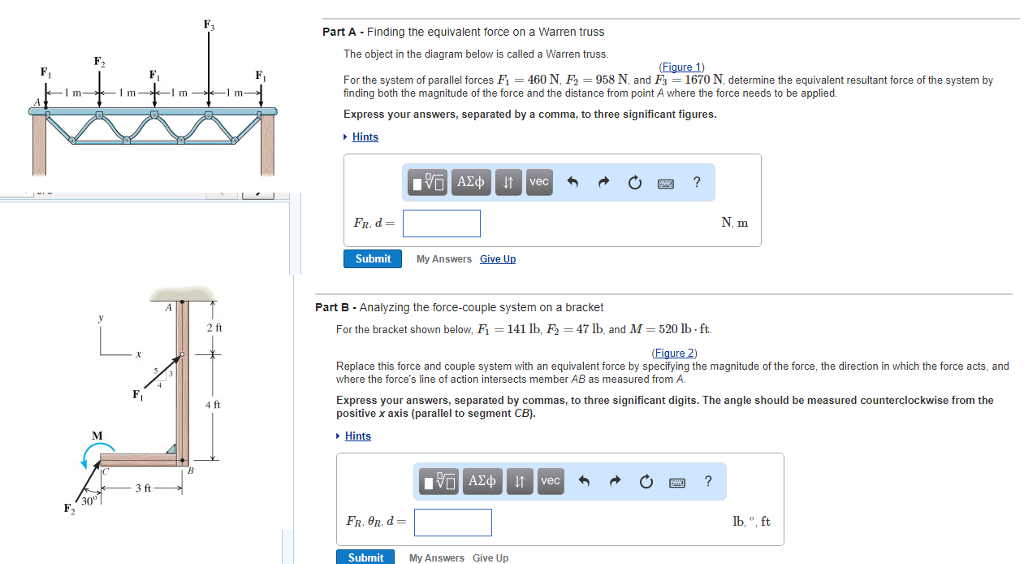 Solved Part A Finding the equivalent force on a Warren truss | Chegg.com
