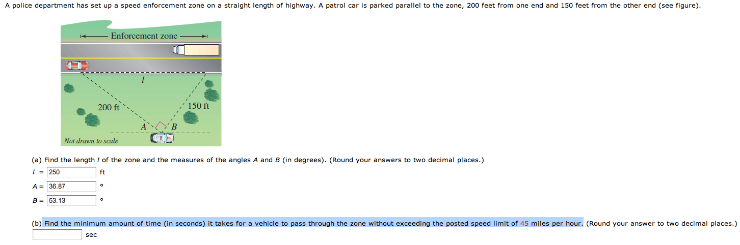 Solved A police department has set up a speed enforcement | Chegg.com