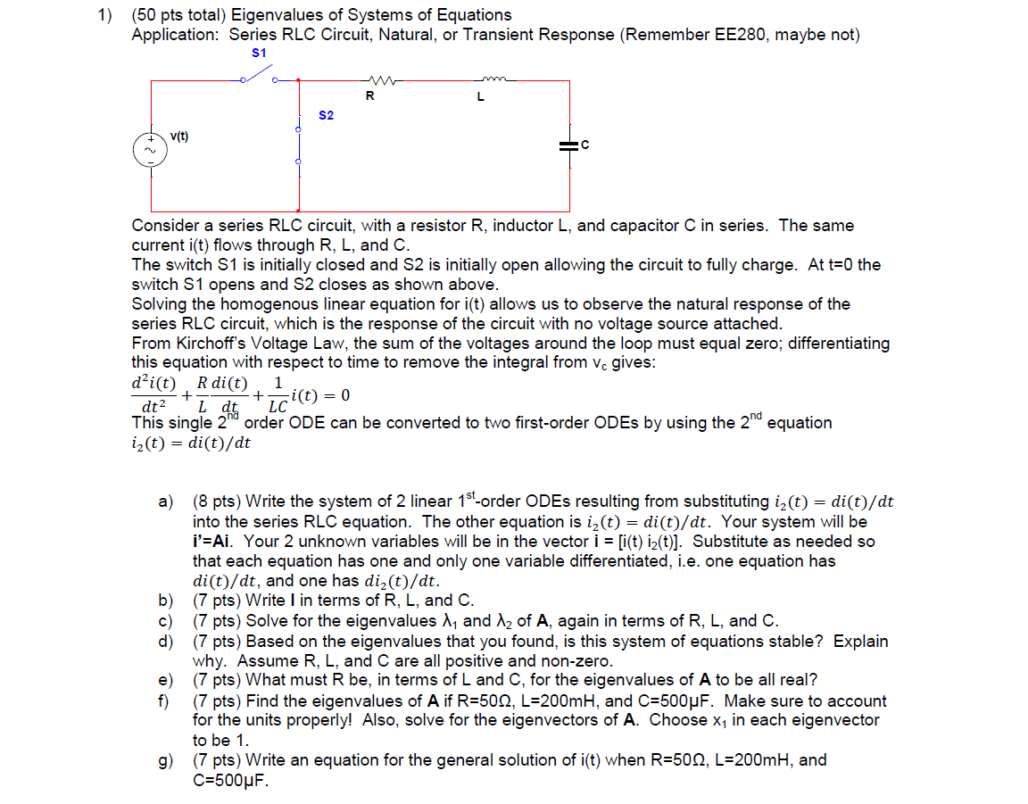 Solved Eigenvalues of Systems of Equations Application: | Chegg.com