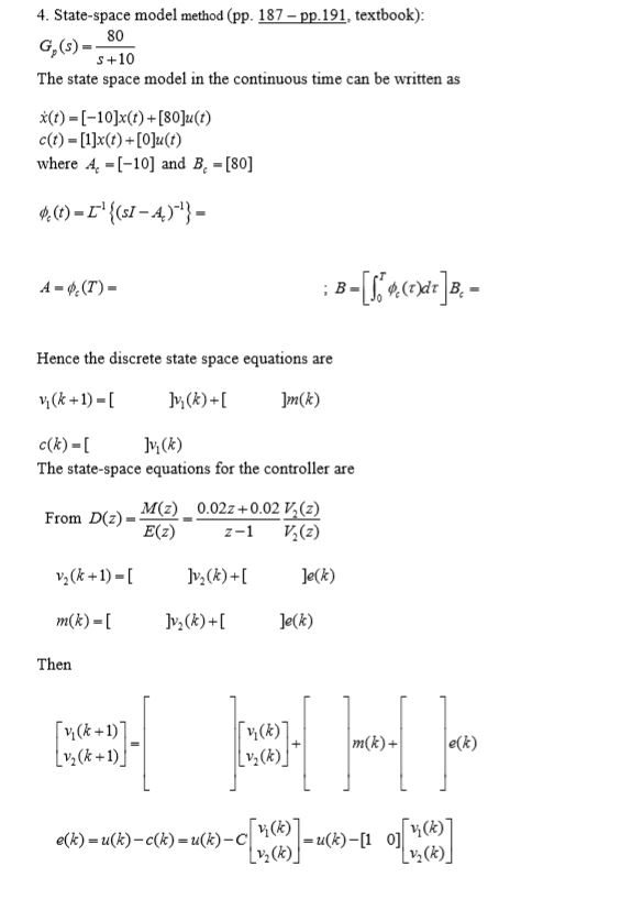 Solved 4. State-space model method (pp. 187-pp.191, | Chegg.com