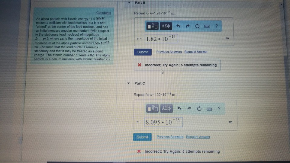 Solved く) 8of25 (2 Constants Part A An alpha particle with | Chegg.com