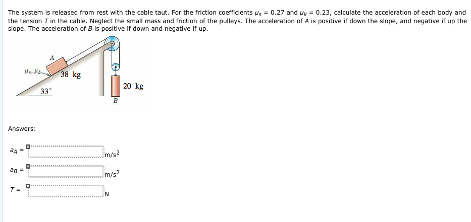 Solved The system is released from rest with the cable taut. | Chegg.com