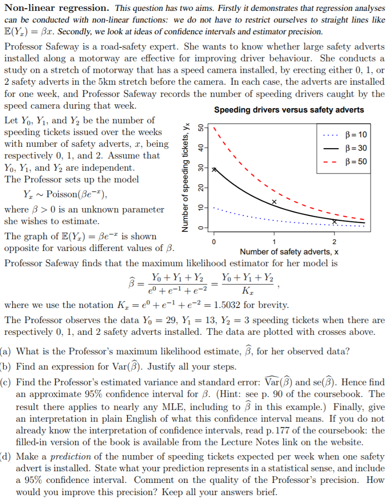 Non Linear Regression This Question Has Two Aims