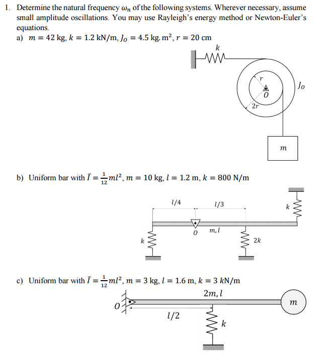 Solved Determine the natural frequency omega_n of the | Chegg.com