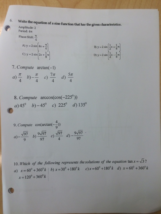 Solved Amplitude: 2 Period: 4 Pi Phase Shift: Pi/4 y = 2 | Chegg.com