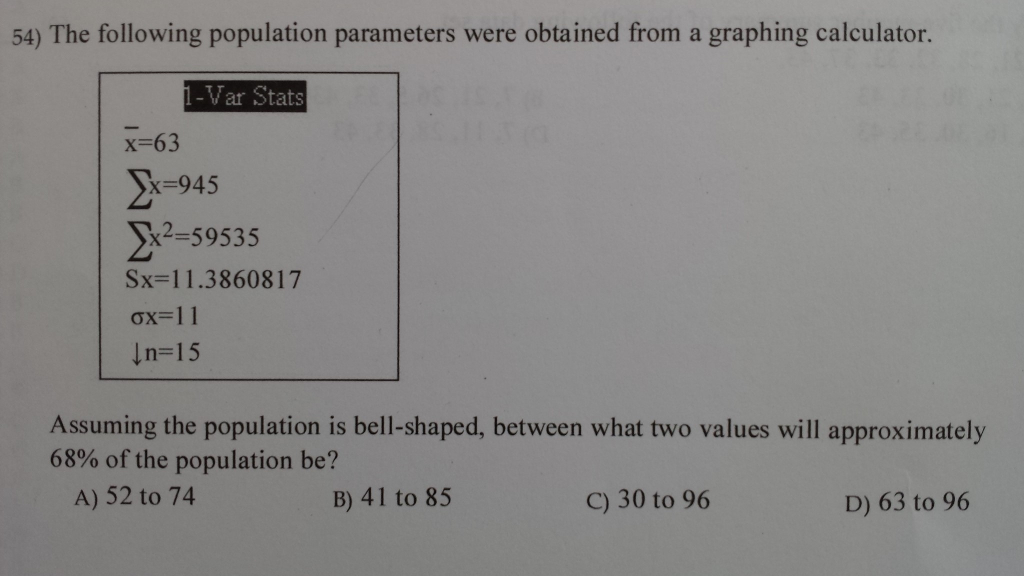 Solved The following population parameters were obtained | Chegg.com