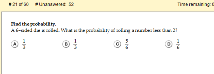 Solved A 6-sided die is rolled. What is the probability of | Chegg.com