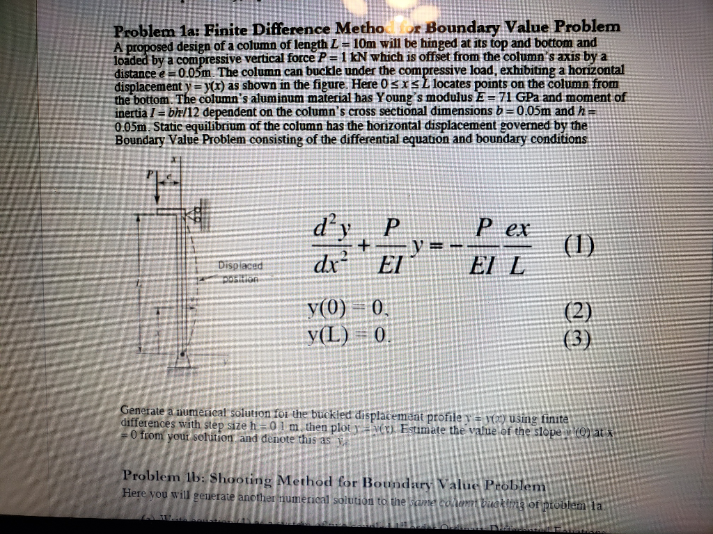 PLEASE USE MATLABProblem 1a: Finite Difference Method | Chegg.com