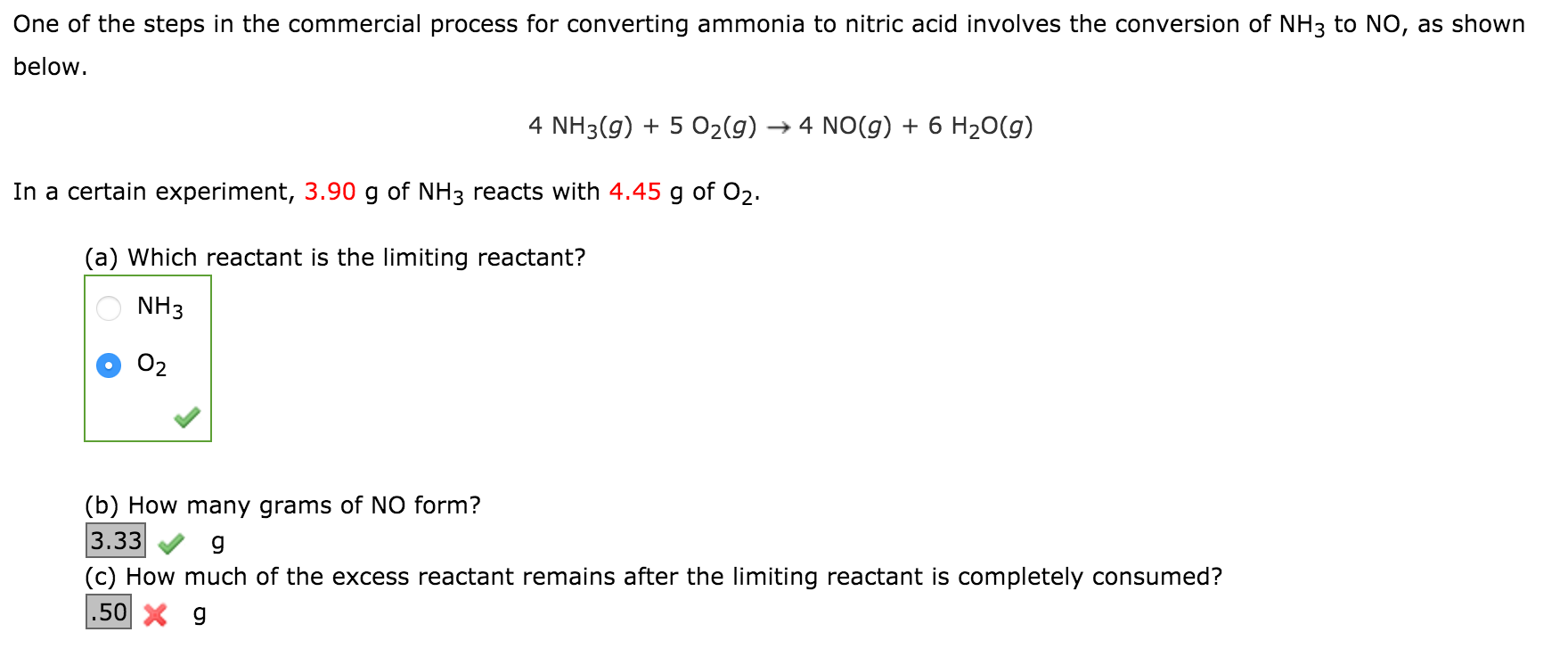 Solved I am having trouble finding how much excess reactant | Chegg.com