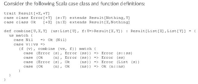 Solved Consider the following Scala case class and function | Chegg.com