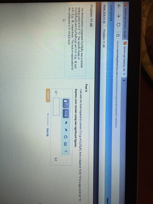 Solved The compound C_2Cl_3F_3 has a normal boiling point | Chegg.com