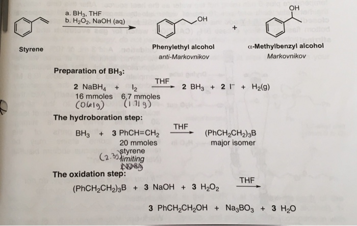 Solved OH a. BH3, THF b. H202, NaOH (aq) OH Phenylethyl | Chegg.com