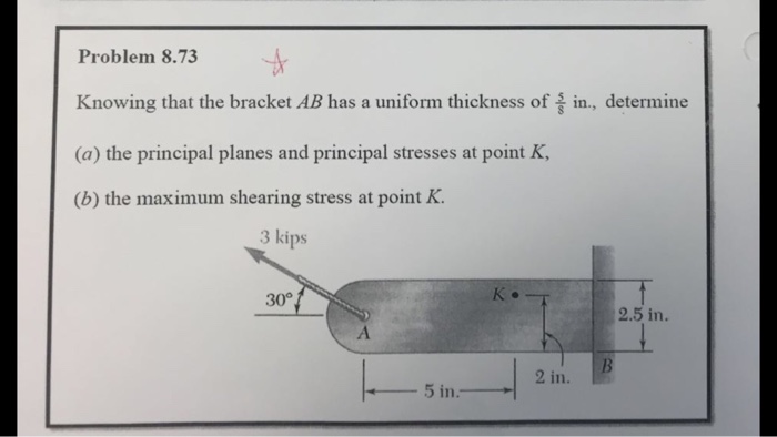 Solved Knowing that the bracket AB has a uniform thickness | Chegg.com