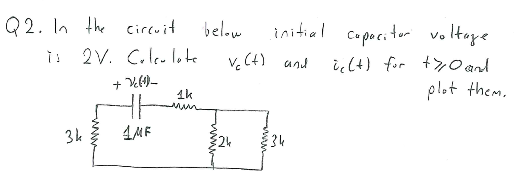 Solved In the circuit below initial capacitor voltage is 2V. | Chegg.com