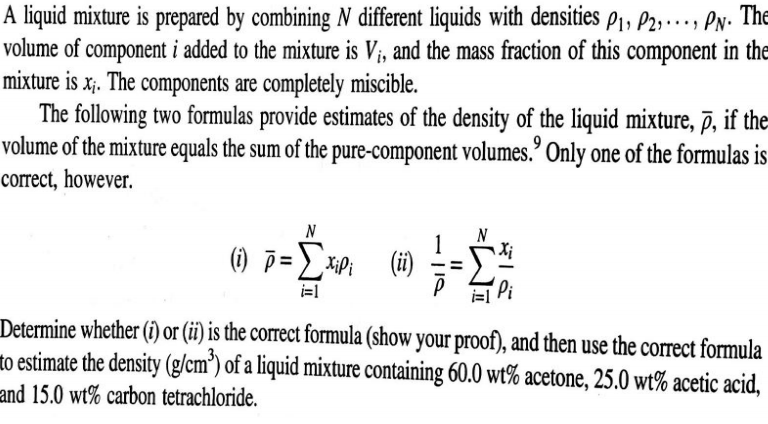 Solved A liquid mixture is prepared by combining N different | Chegg.com