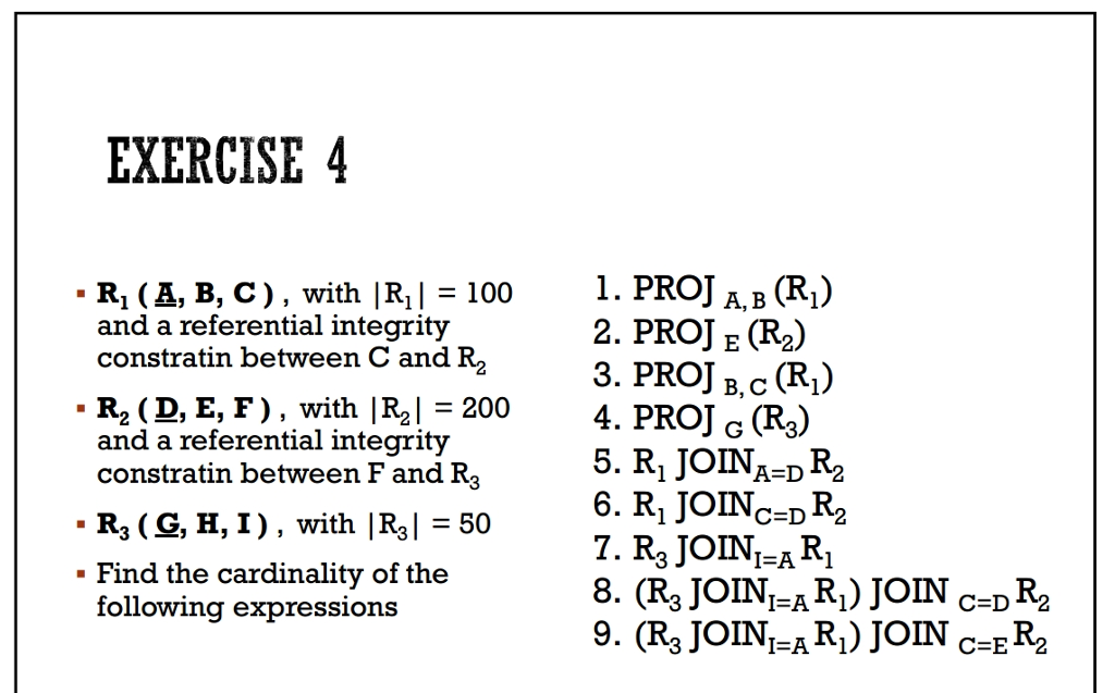 Solved EXERCISE 4 A,B and a referential integrity constratin | Chegg.com