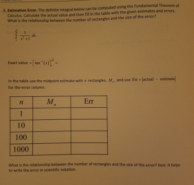 Solved Calculus. Calculate the actual value and then fill in | Chegg.com