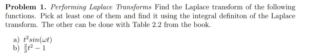 Solved Problem 1. Performing Laplace Transforms Find the | Chegg.com