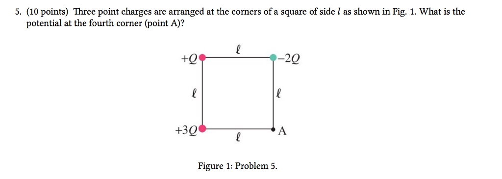 Solved (10 points) Three point charges are arranged at the | Chegg.com
